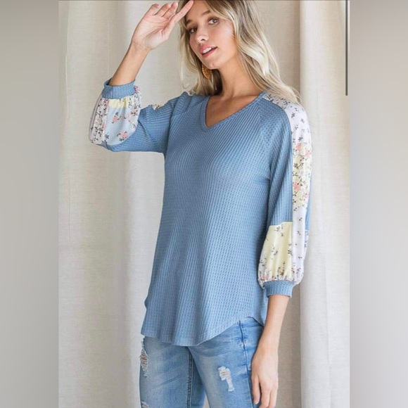 7th Ray | Tops | 7th Ray Patchwork Waffleknit Top | Poshmark